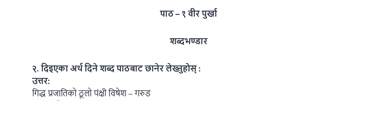 Bir Purkha: Class 11 Nepali Chapter 1 Excercise - NepaSkool