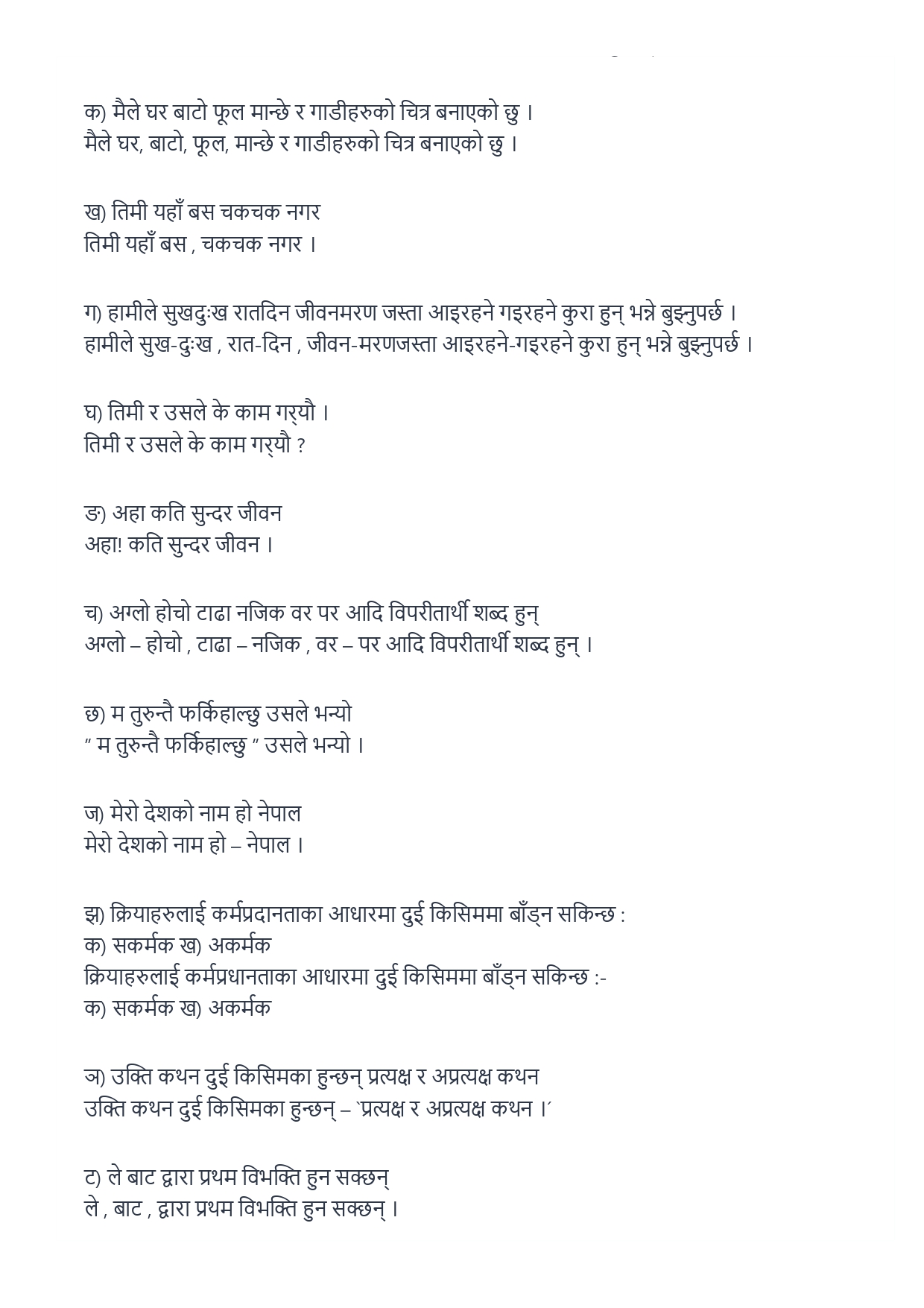 Sathilai Chithi : Class 11 Nepali Chapter 5 Excercise - NepaSkool